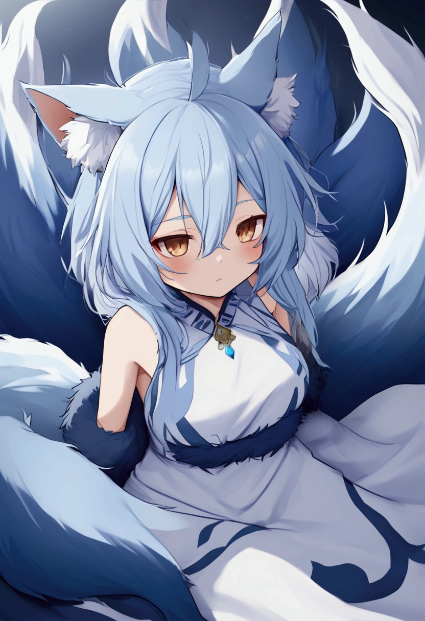 Fox Light blue hair beast girl indigo fur fox beast girl - SeaArt AI