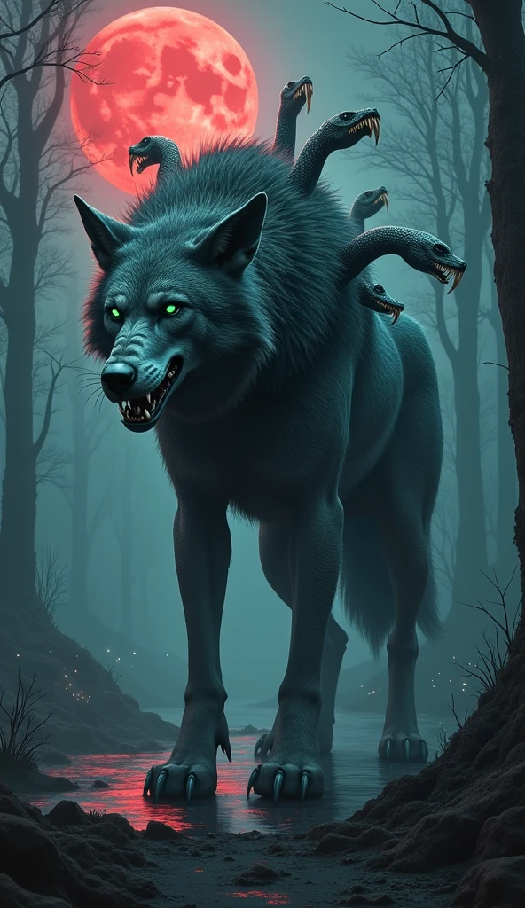 An apocalyptic hybrid creature standing on the edge of a dark - SeaArt AI