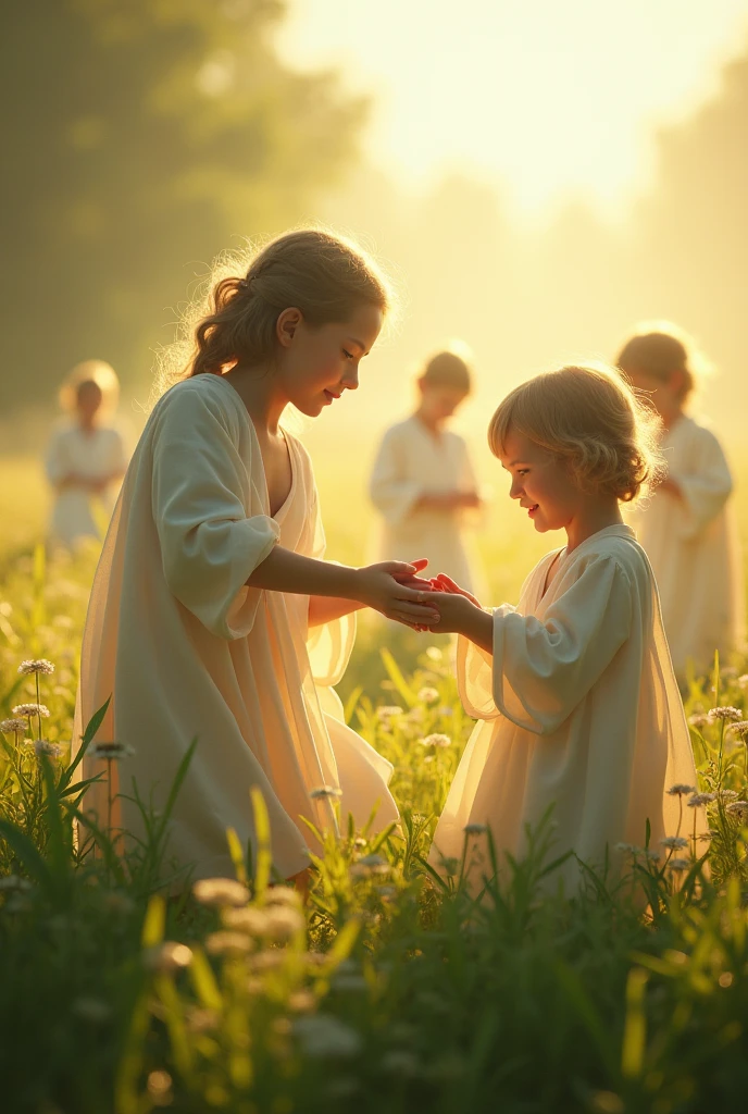 Human beings in a state of eternal innocence , dressed in simple ...