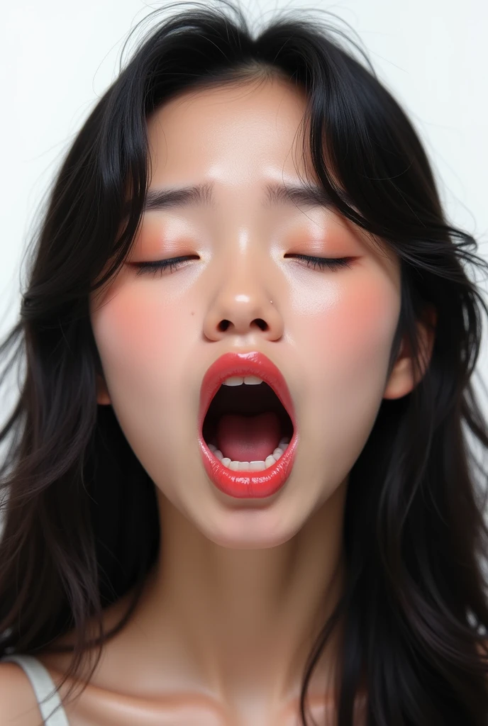 high image quality 。 Fat。Asian teen girl headshot 。 long hair on backgroun - SeaArt AI