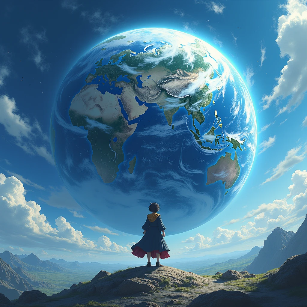 Earth with man anime - SeaArt AI
