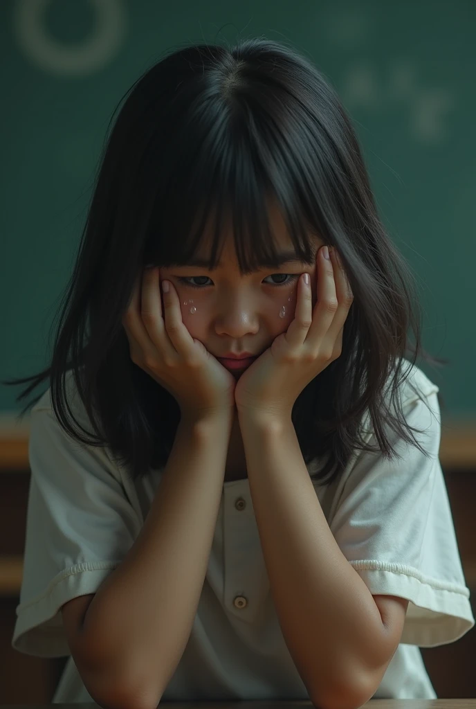 Photo of Depressed Girl Clutching Her Head Crying Due to Poor School ...