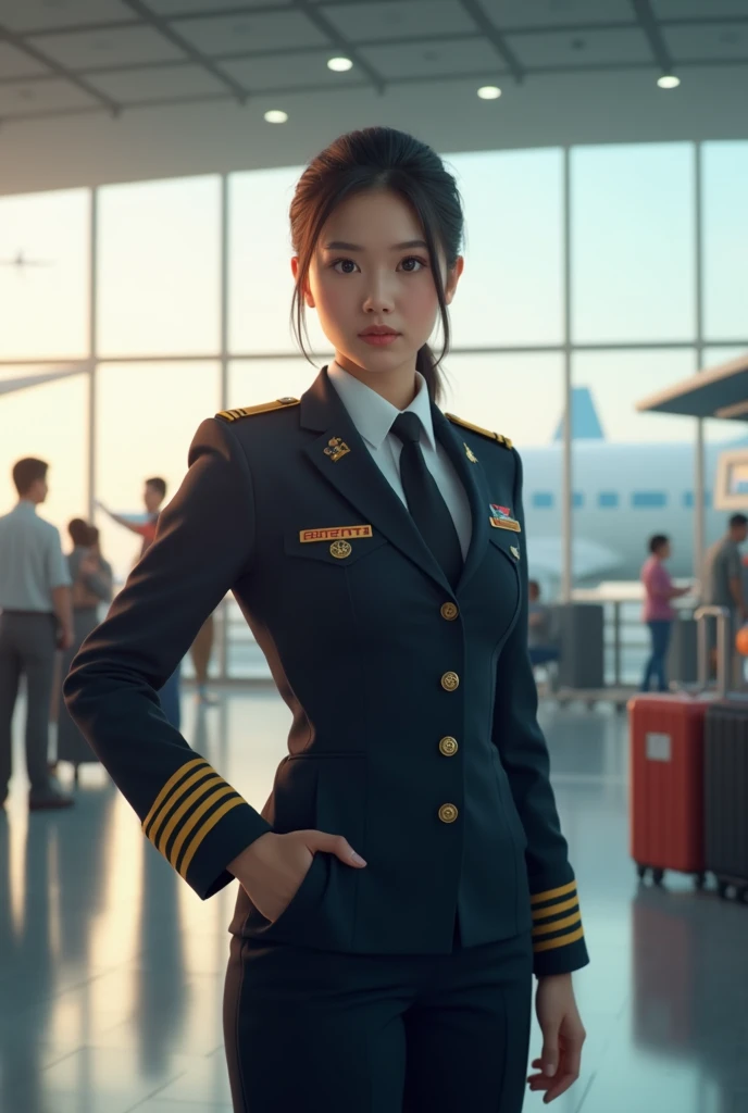 Pilot girl,uniform,asia - SeaArt AI
