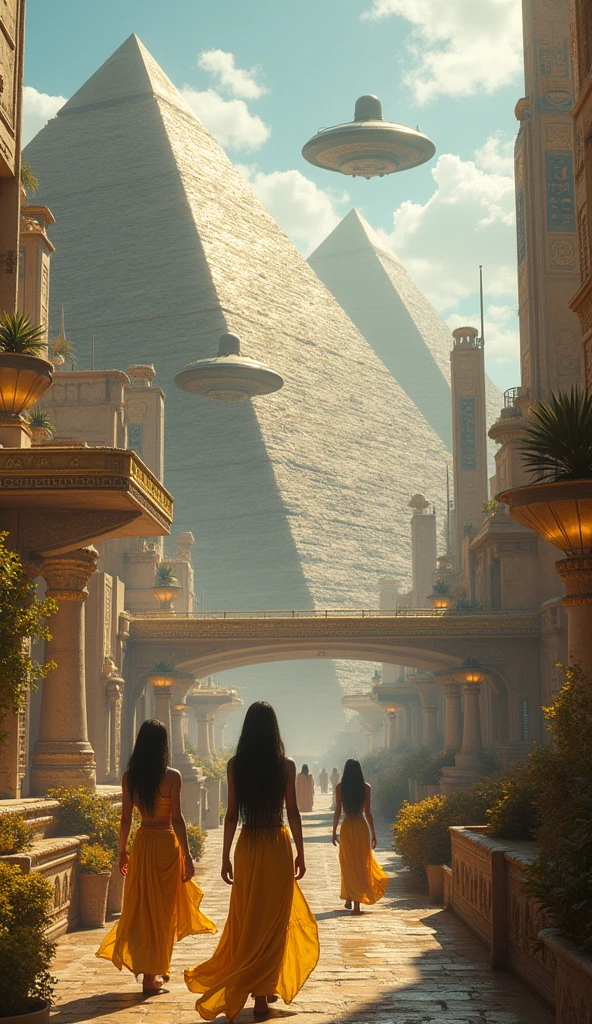 A conceptual image of a futuristic city blending ancient Egyptian and ...