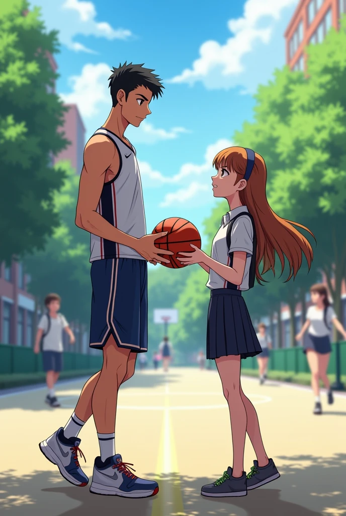 highschool Basketball boy with girl highschool - SeaArt AI