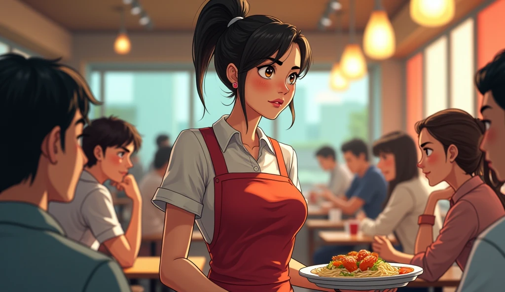 Nhi, a waitress, is always glancing at customers and making an ...