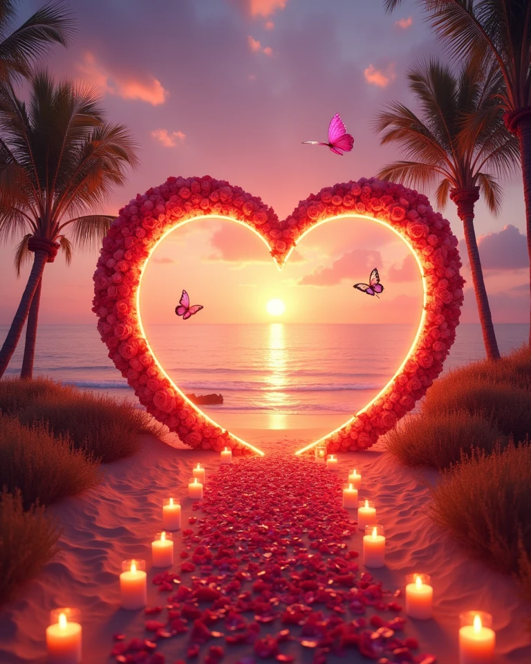 A romantic and beautiful art image of a huge heart shaped frame made of ...