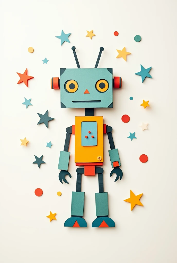 A robot on paper with pasted paper stars - SeaArt AI