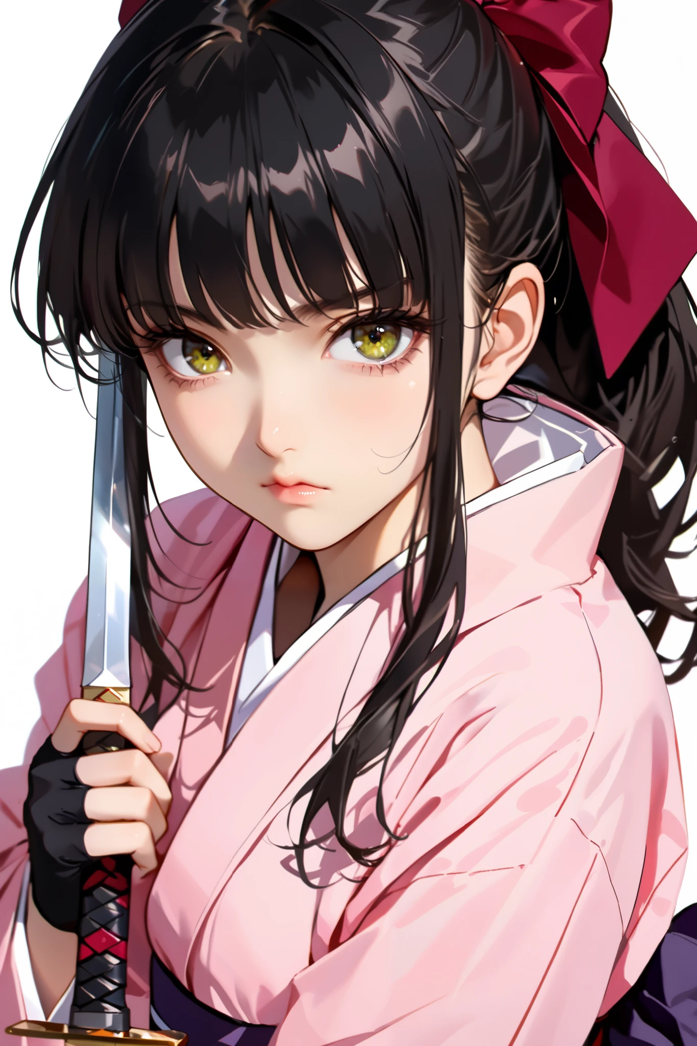 Anime girl with a sword in her hand and a pink outfit - SeaArt AI
