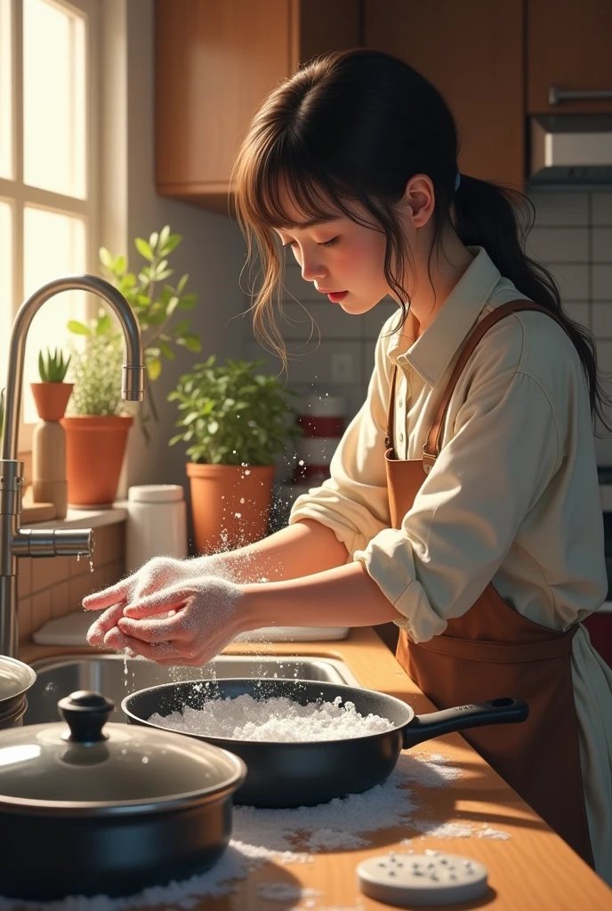Washing pots - SeaArt AI