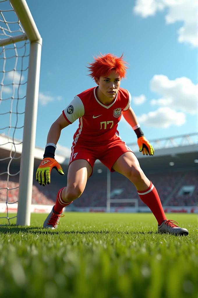 Create an Image of a 17-Year-Old Soccer Goalkeeper With Red Hair ...