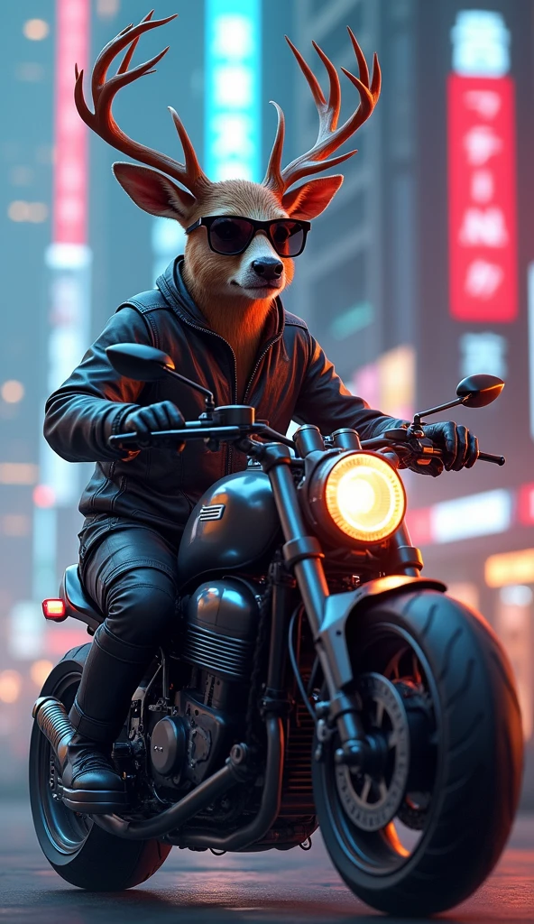 Cool deer on a motorcycle - SeaArt AI