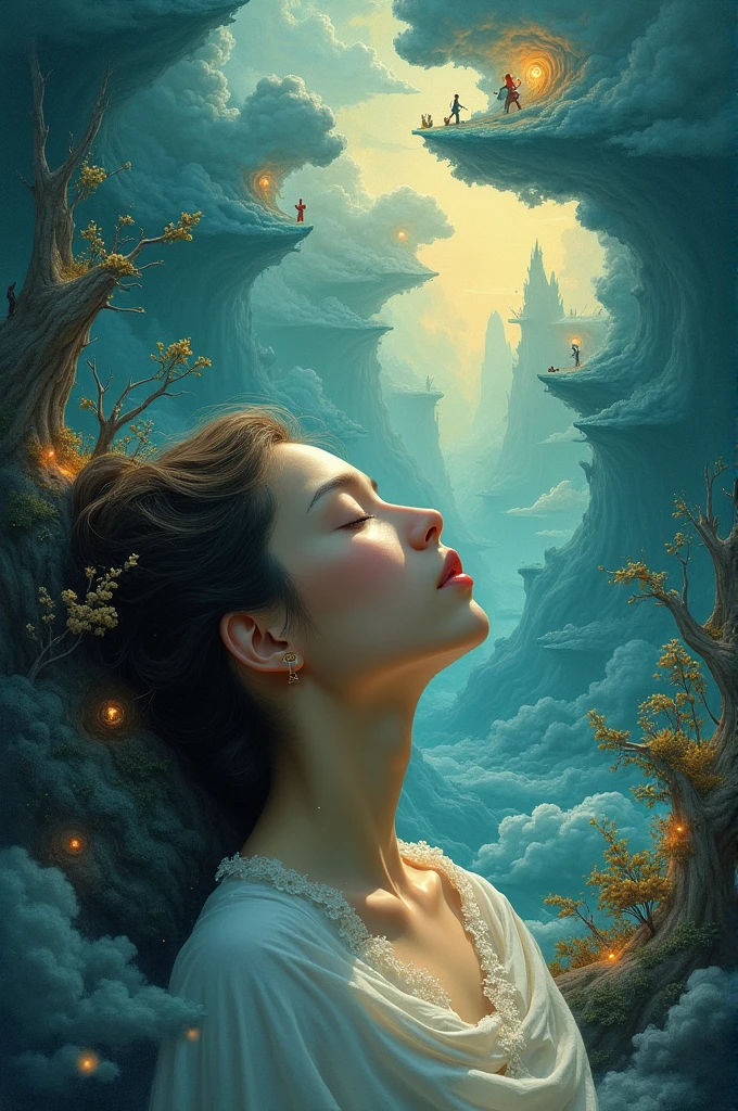 Images of a person dreaming deeply and dreamlike landscapes - SeaArt AI