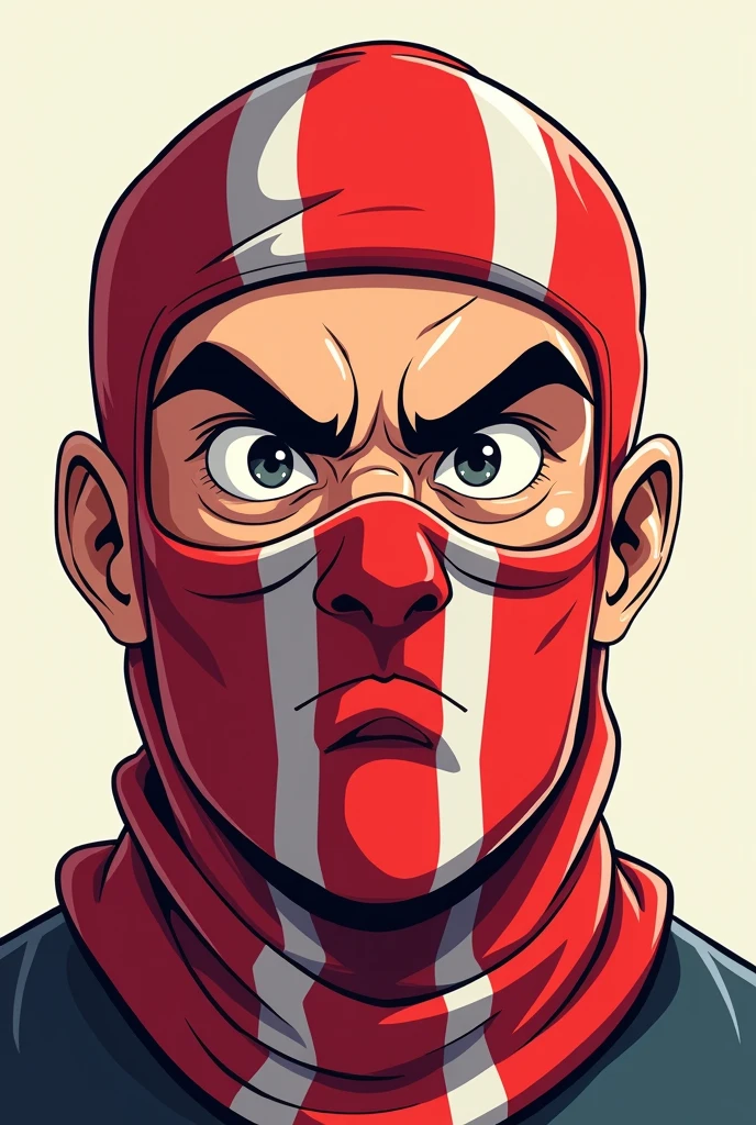 Create a man with a red and white balaclava for me and make him a ...
