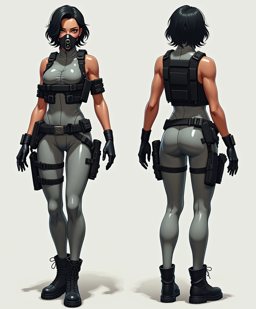 Create a stylized character of a girl designed for a 3D stealth game ...