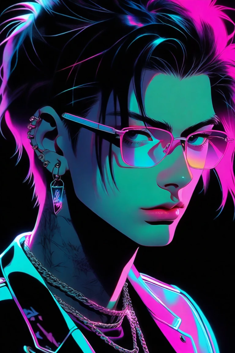 One man, 20 years old,cool rockstar,cool assumetric hair, Realistic ...