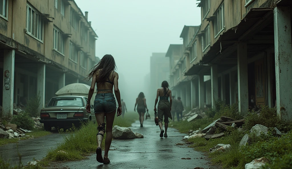 An eerie post-apocalyptic scene in an abandoned Los Angeles, decayed ...