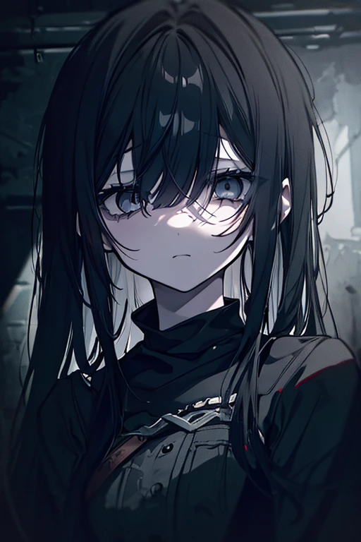 A girl in a distressed state, intense emotions, dark and gritty ...