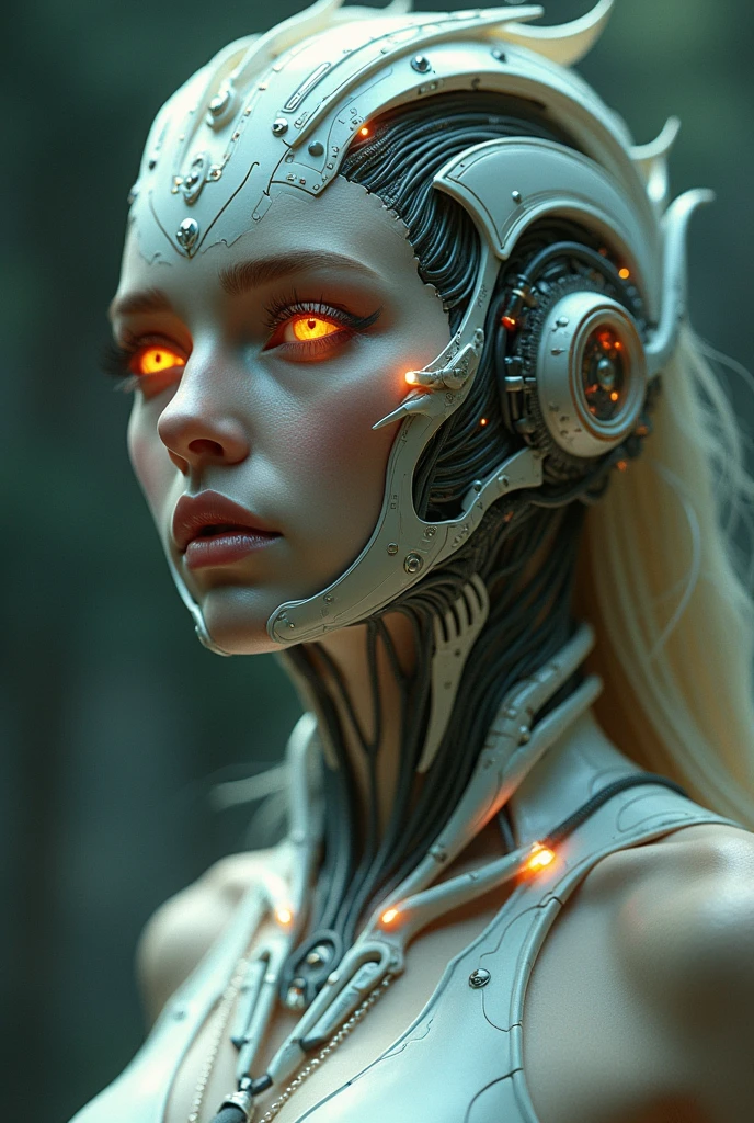 The goddess, Fortuna, glowing eyes, head to breast, silicone ...