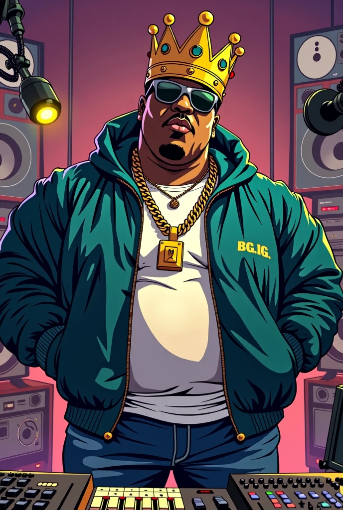 90s Notorious biggie rap Cartoon gangster OG rapper wearing a crown in ...