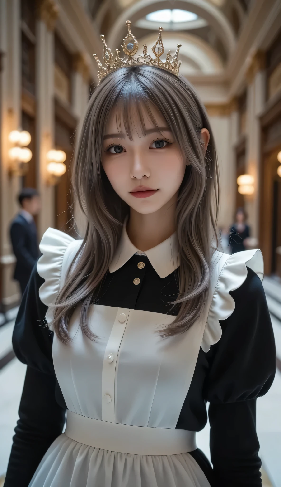 Arafed woman in a white dress and a crown poses for a picture - SeaArt AI