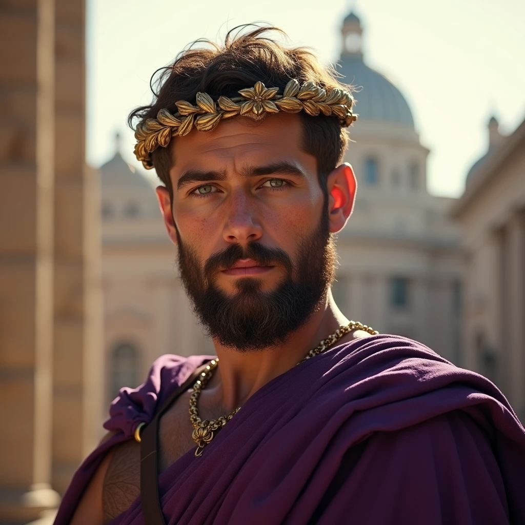 Emperor constantine the great, sunlighta 17-aged man with a beard ...