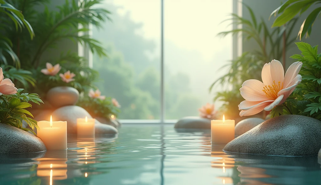 Candles Peaceful atmosphere Light Natural water flower Night atmosphere ...