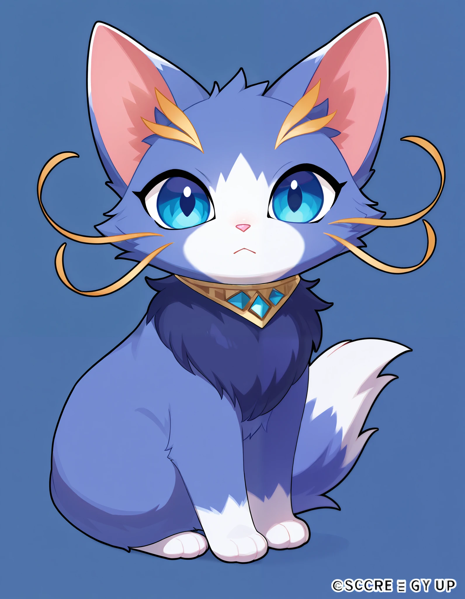 yuumi-default, rating_safe, solo, Yuumi, cat, feline, blue fur - SeaArt AI