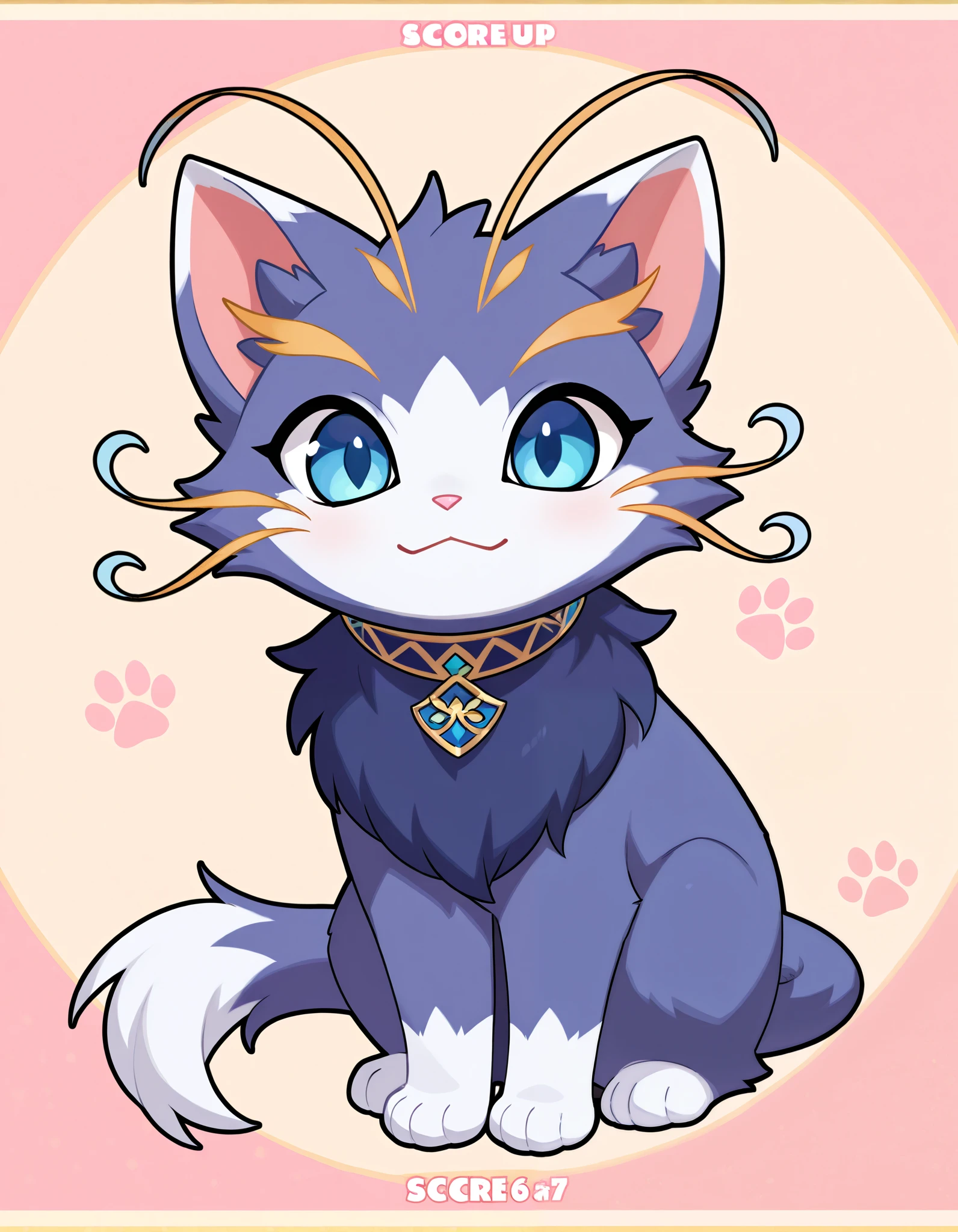 yuumi-default, rating_safe, solo, Yuumi, cat, feline, blue fur - SeaArt AI