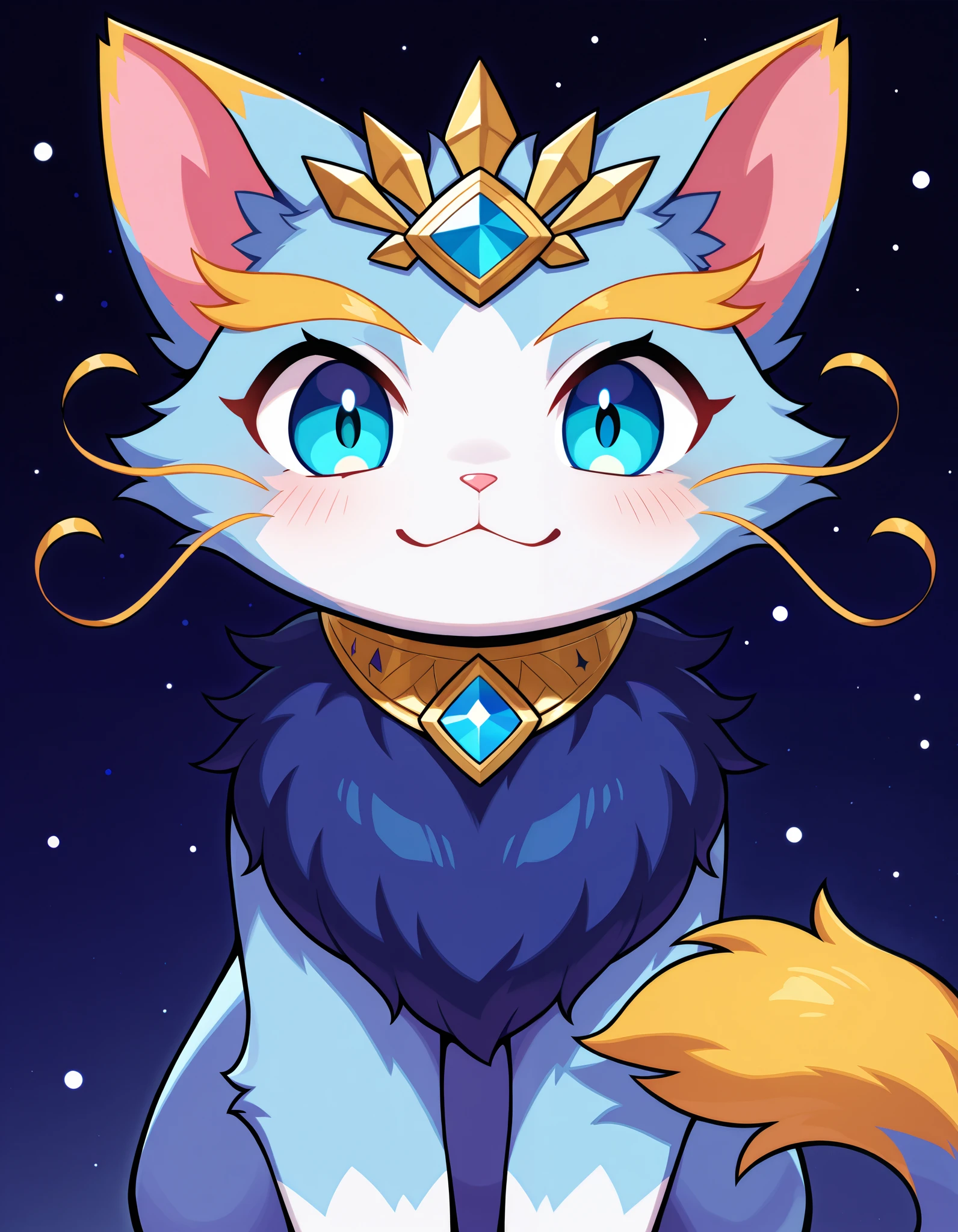Yuumi-default, rating_safe, solo, Yuumi, cat, feline, blue fur - SeaArt AI
