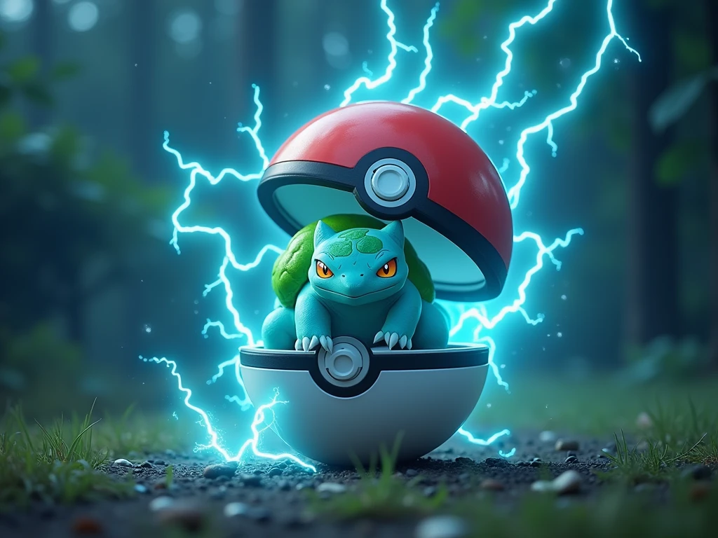 High quality, 8K Ultra HD, pokeball opening and the bulnasaur coming ...