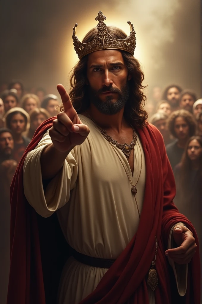 A realistic image of Jesus far in the distance, looking at the cameraа ...