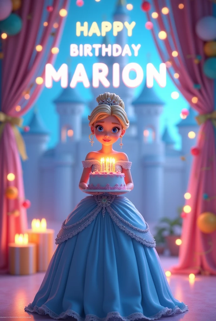 "A 3D animated princess inspired by Cinderella, wearing an elegant ...