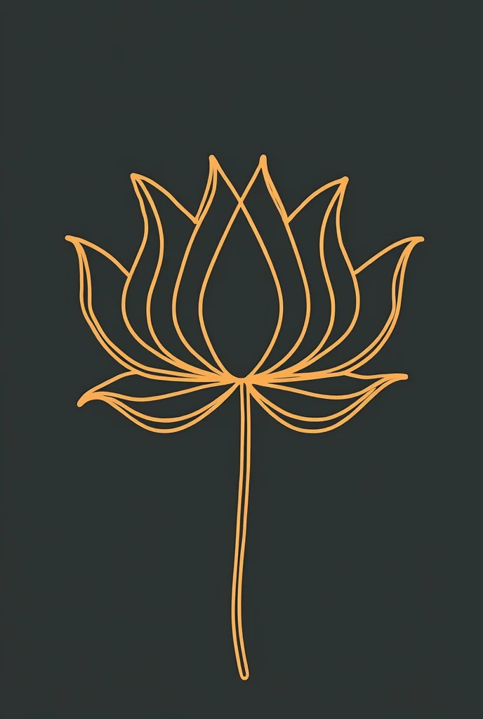 Shape of a lotus flower in golden lines that is minimalist and elegant ...