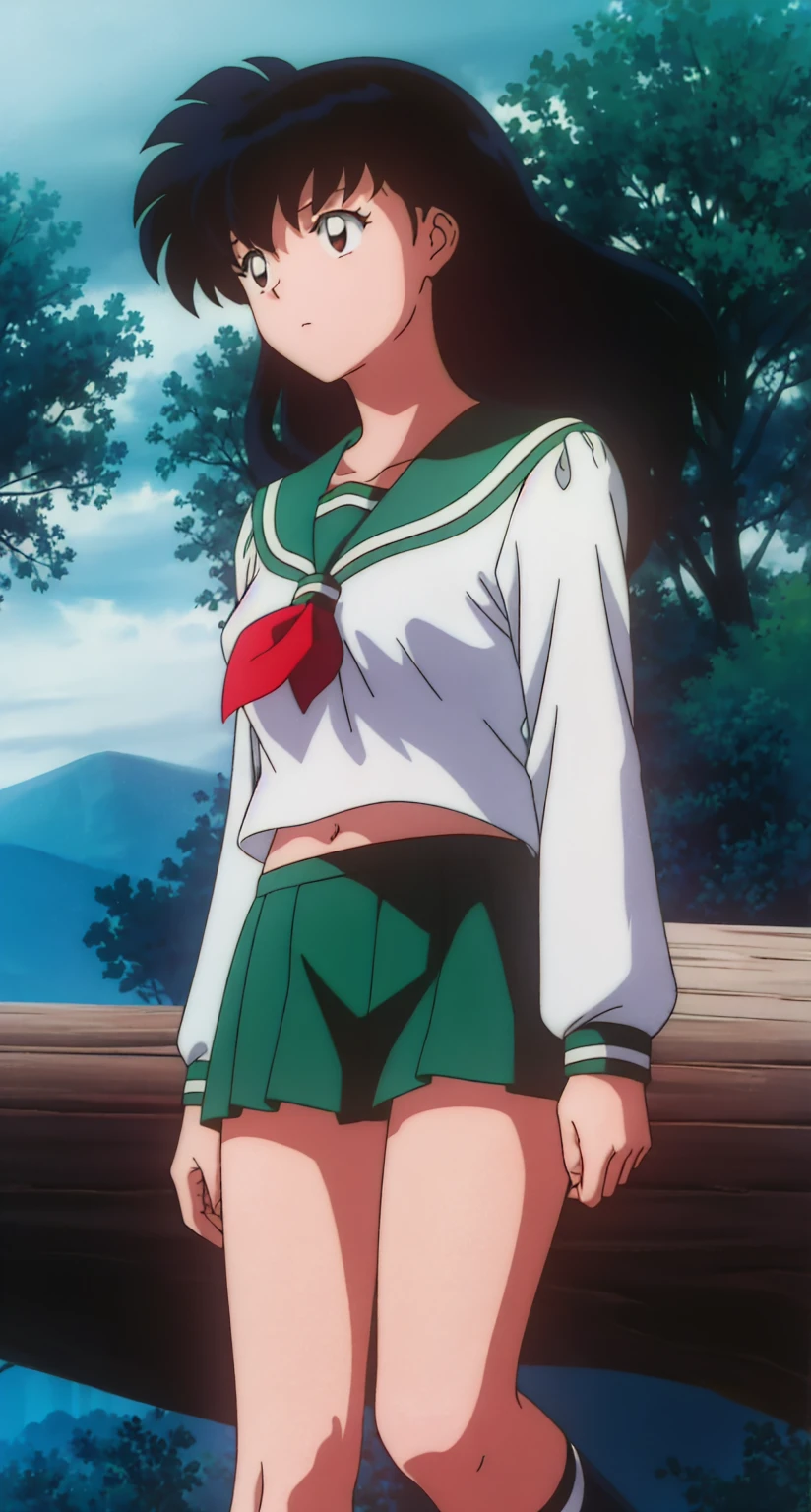 1girl, solo, outdoors, long hair, brown eyes, school uniform - SeaArt AI