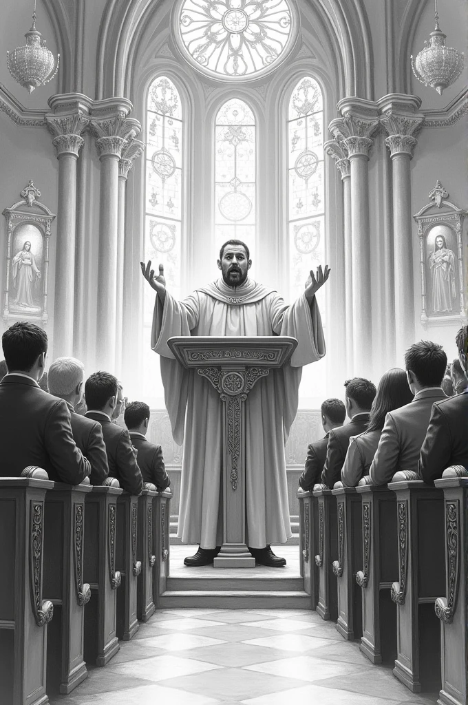 Pastor preaching drawing - SeaArt AI