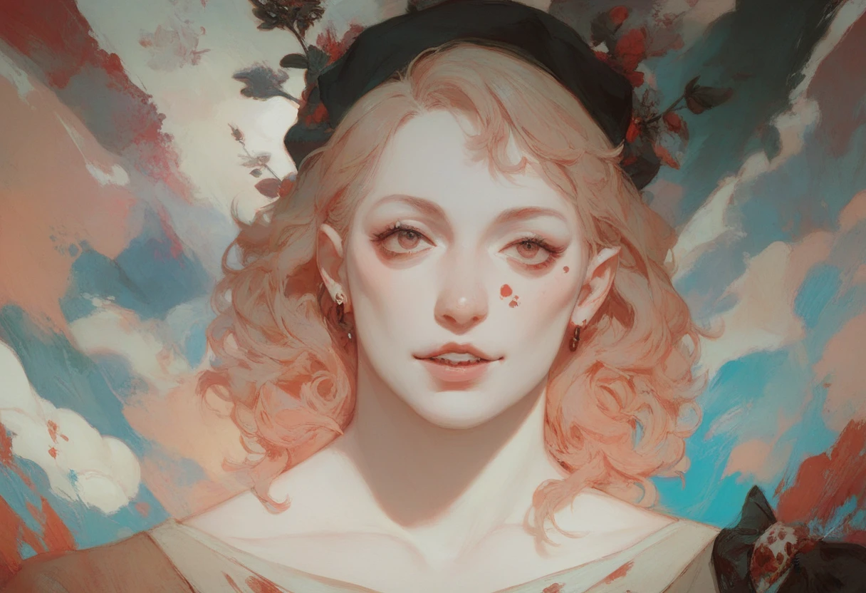 An abstract painting with horror elements multiplied by Mucha - SeaArt AI