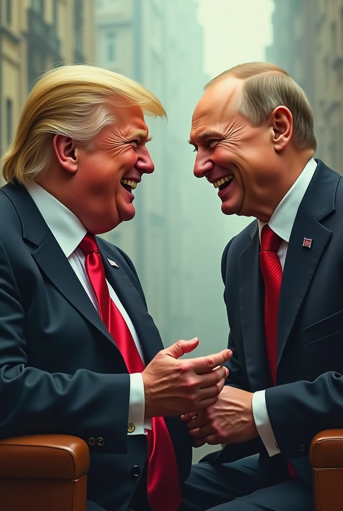 Give me a picture of trump and putin laughing - SeaArt AI