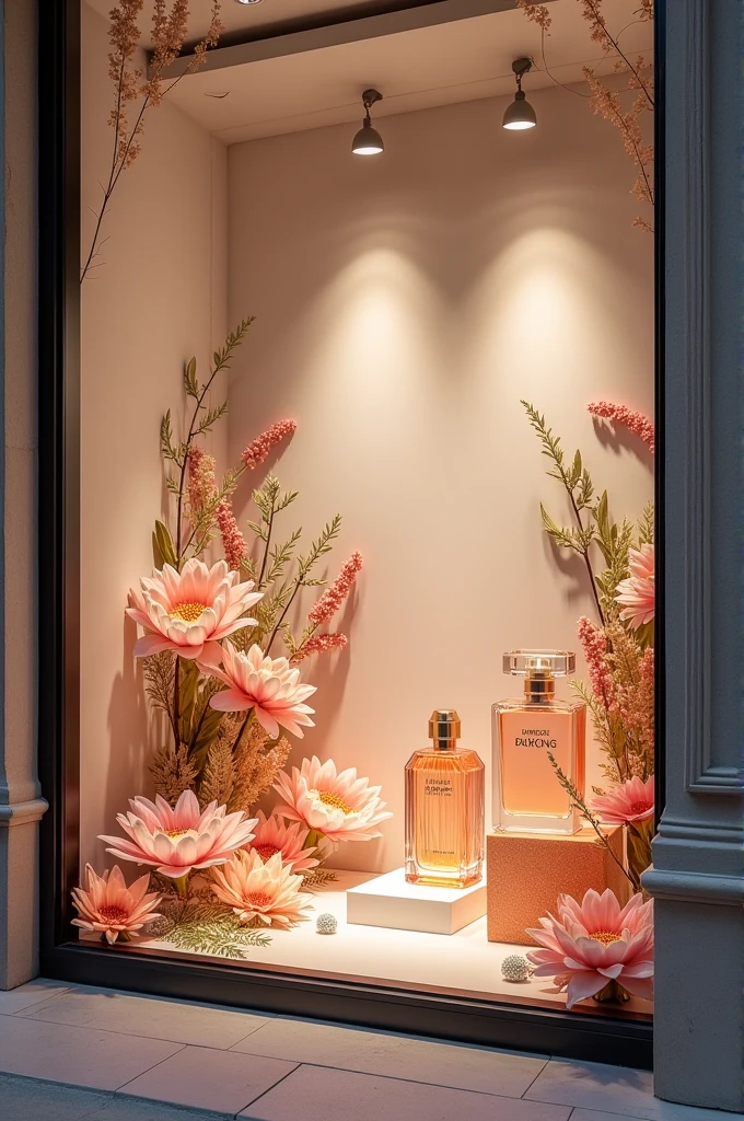 Perfume window display floral or seasonal theme - SeaArt AI