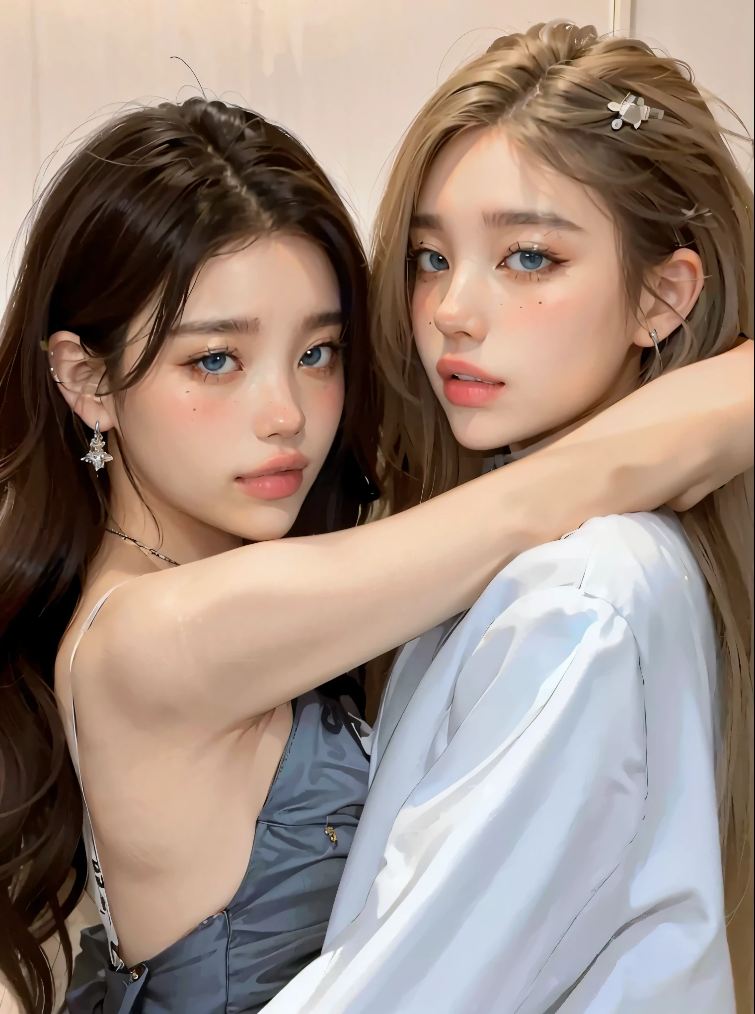 Two young women are posing for a picture together - SeaArt AI