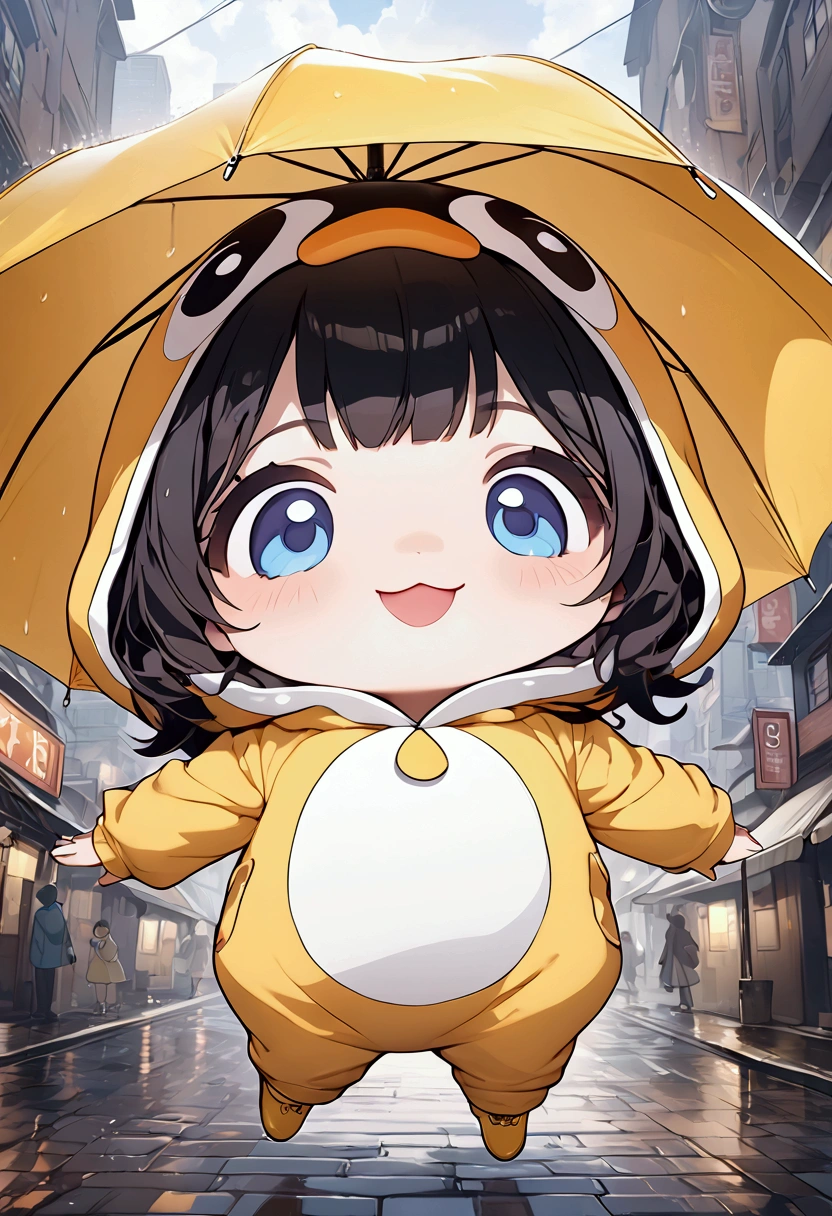 Cute chibi character girl, big head, super deformed, full body shot ...