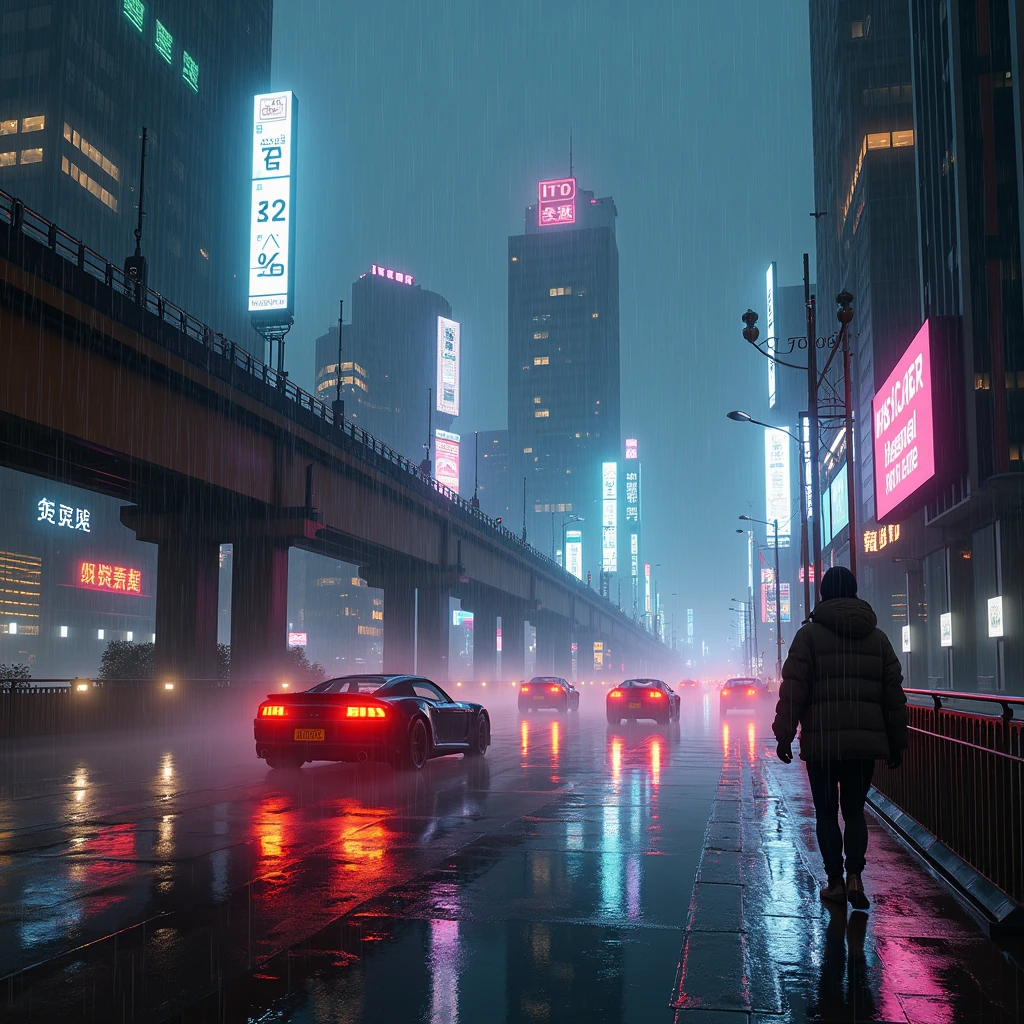 Cyberpunk, It's raining outside, raindrops - SeaArt AI