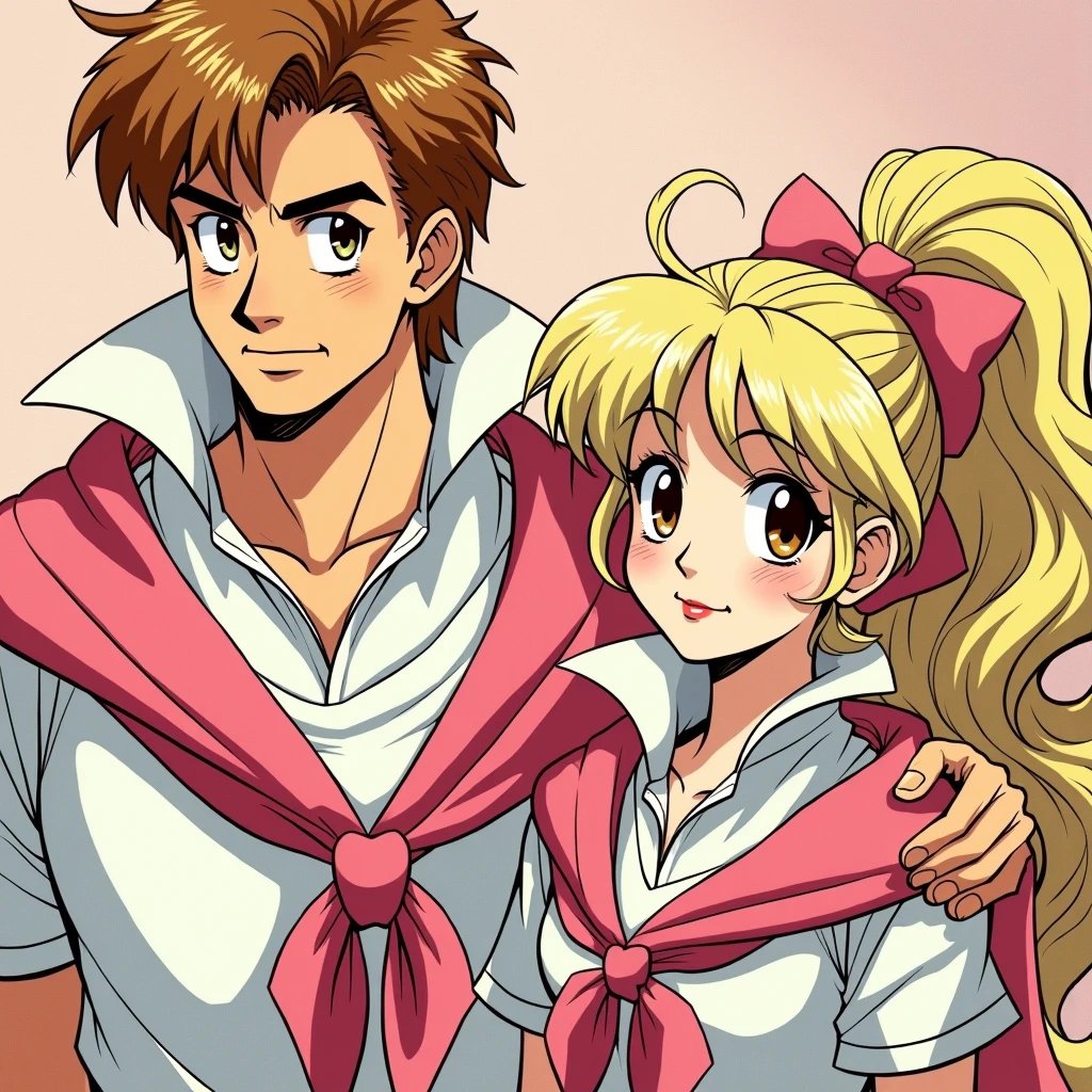 Preppy Anime cartoon girl 1990 Housewife wearing a Massive White Popped ...