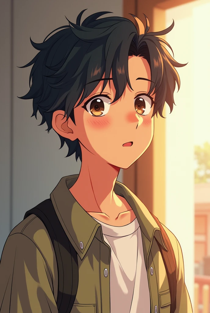 An adult boy at most 35 YEARS OLD ANIME STYLE with slightly untidy hair ...