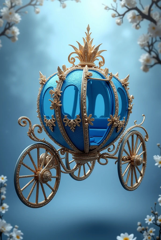 Create a royal blue princess carriage without horses and sideways ...