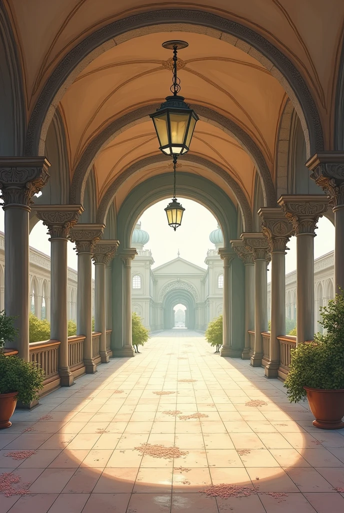 Beautiful empty little station concourse romantically drawn for a ren ...