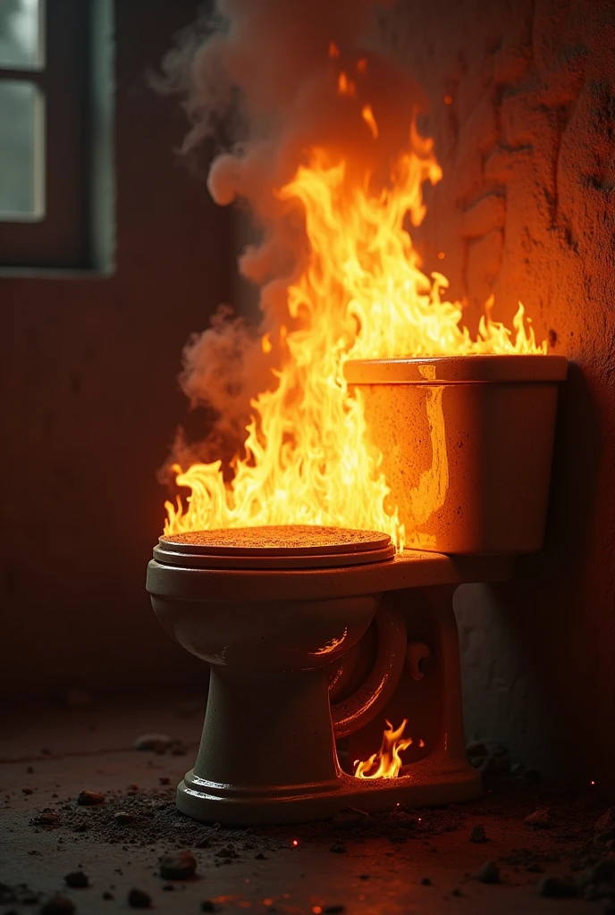 fire toilet, burning toilet - SeaArt AI