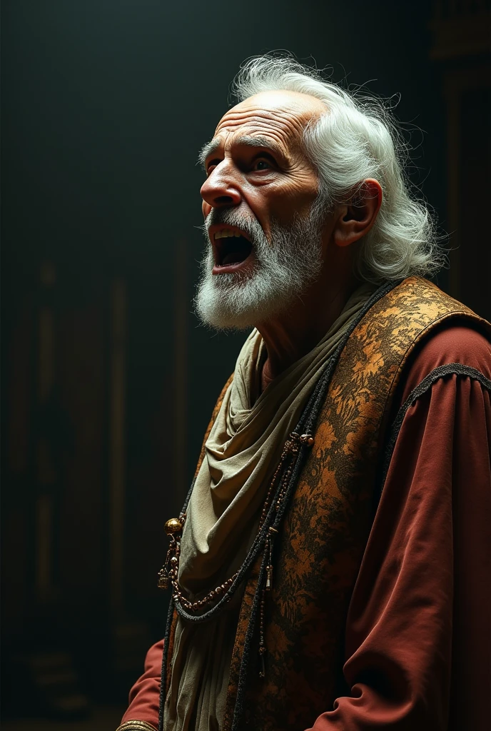 An ancient actor crying on stage - SeaArt AI