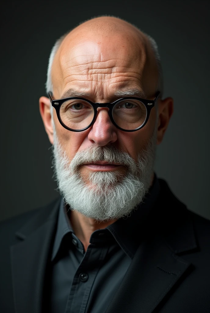 Caucasian bald man , completely bald, Bald white beard trimmed curved ...