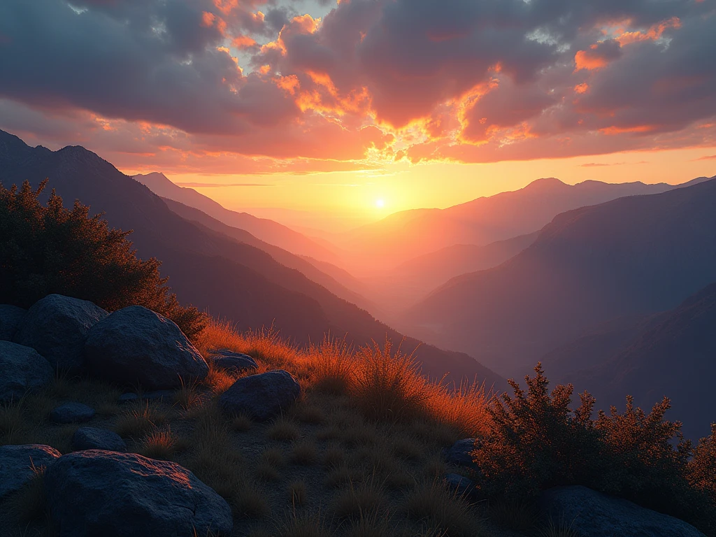 Twilight Horizon: The scene is bathed in the dim, warm glow of a sunset ...